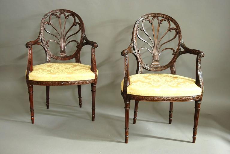Superb pair of Adam style open armchairs at 1stDibs
