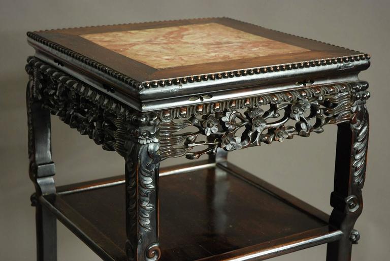 19th Century Square Chinese Pot Stand with Marble Insert at 1stDibs ...
