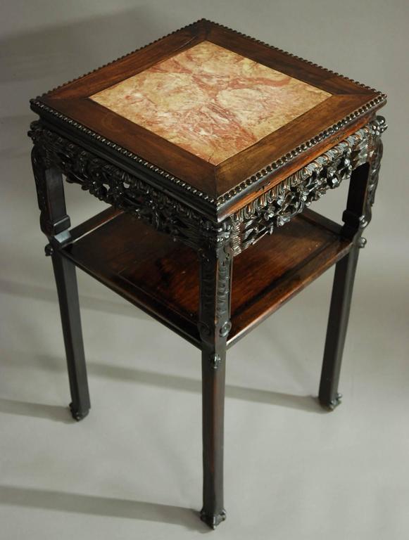19th Century Square Chinese Pot Stand with Marble Insert at 1stDibs ...
