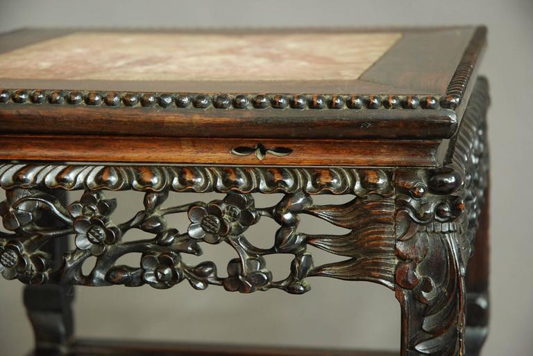 19th Century Square Chinese Pot Stand with Marble Insert at 1stDibs ...