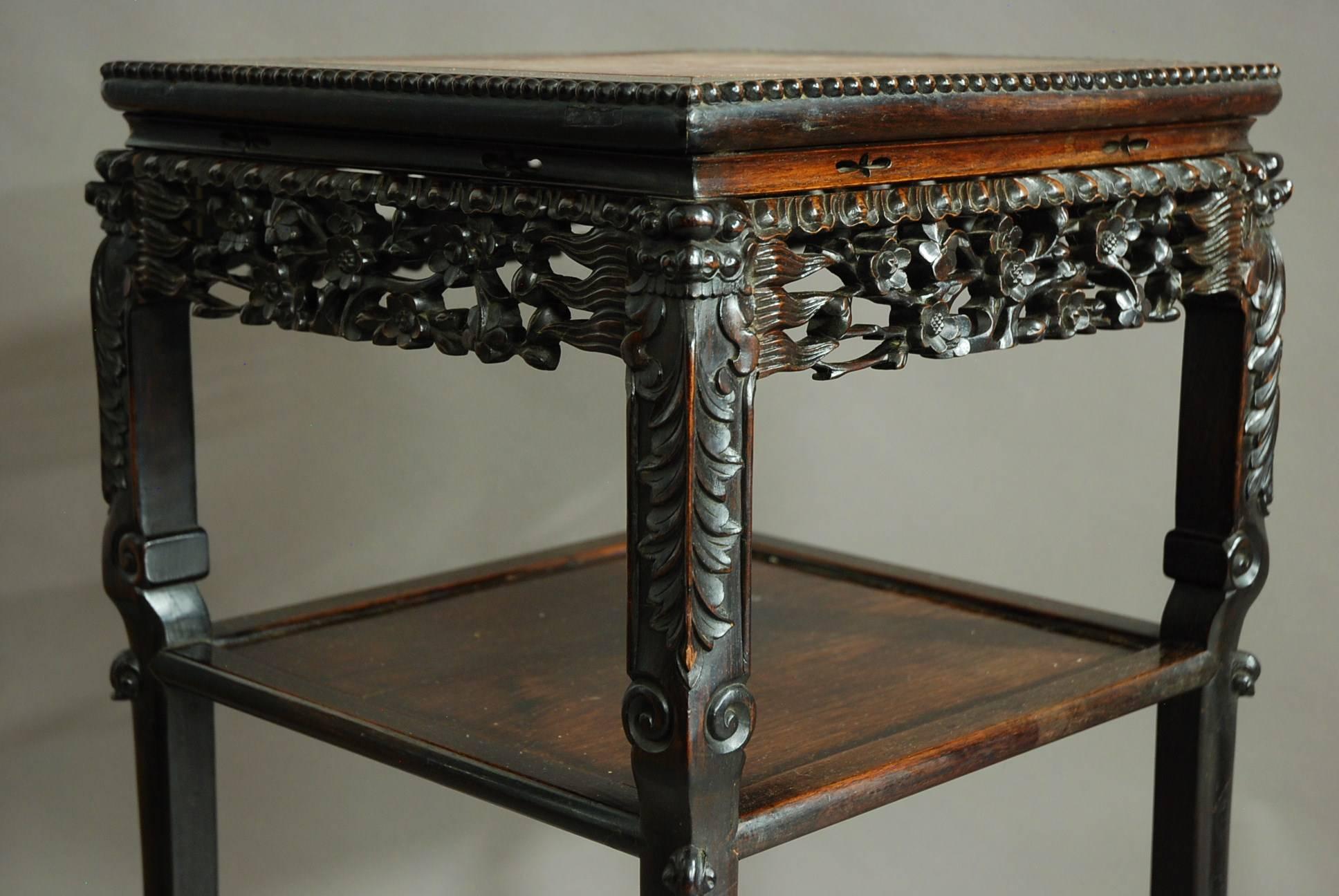 19th Century Square Chinese Pot Stand with Marble Insert at 1stDibs ...