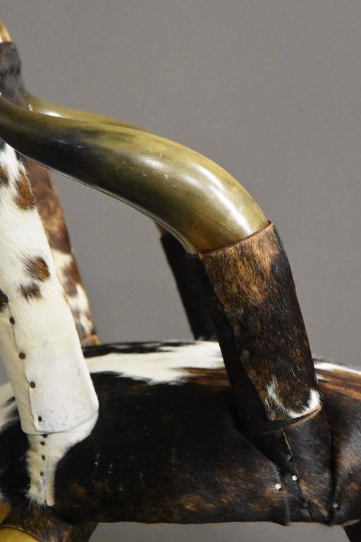 Rare Late 19th Century Decorative Bull Horn Armchair, Re-Upholstered in ...