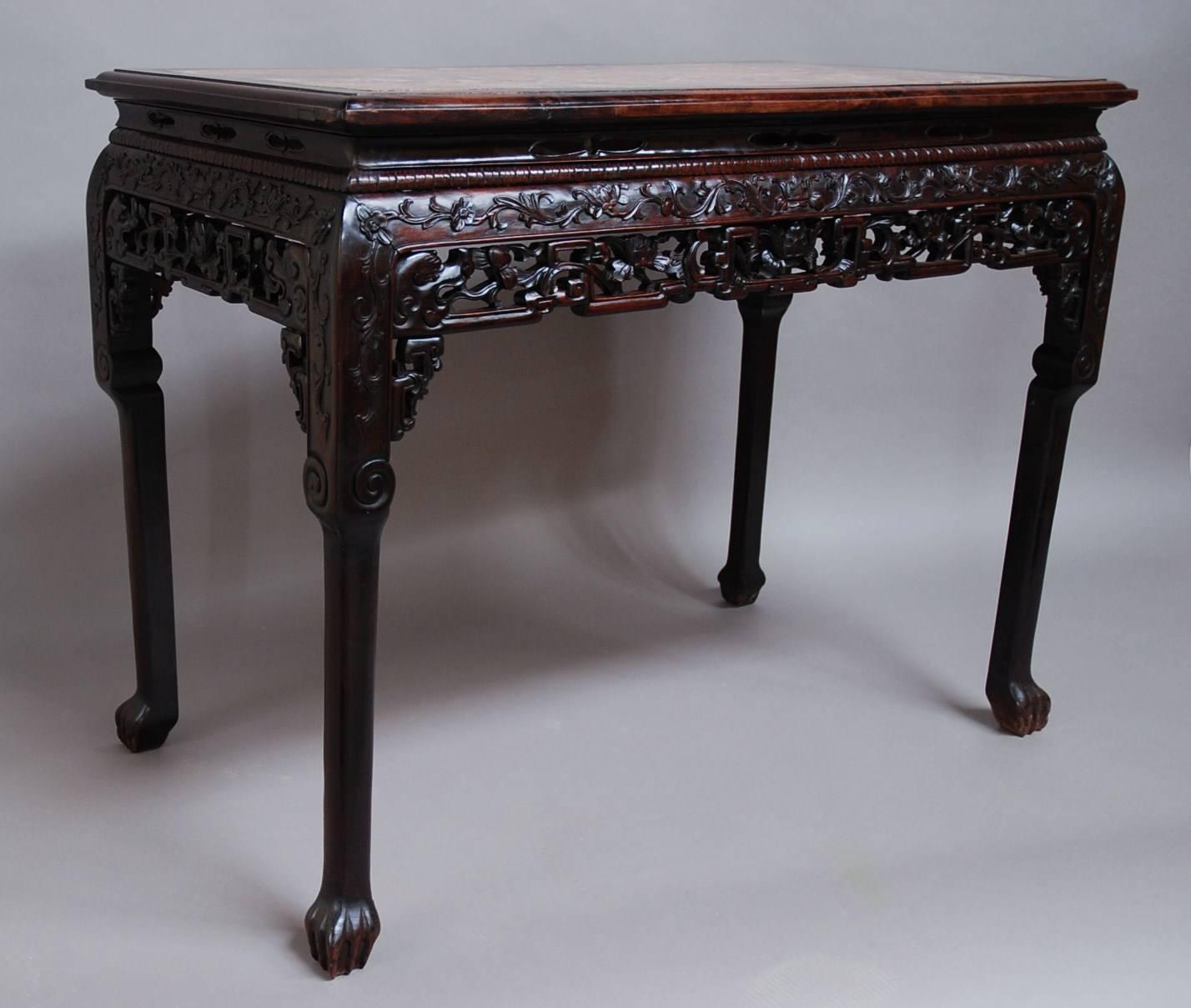 Superb Late 19th Century Qing Dynasty Chinese Centre Table with Marble ...