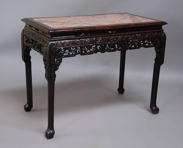 Superb Late 19th Century Qing Dynasty Chinese Centre Table with Marble ...