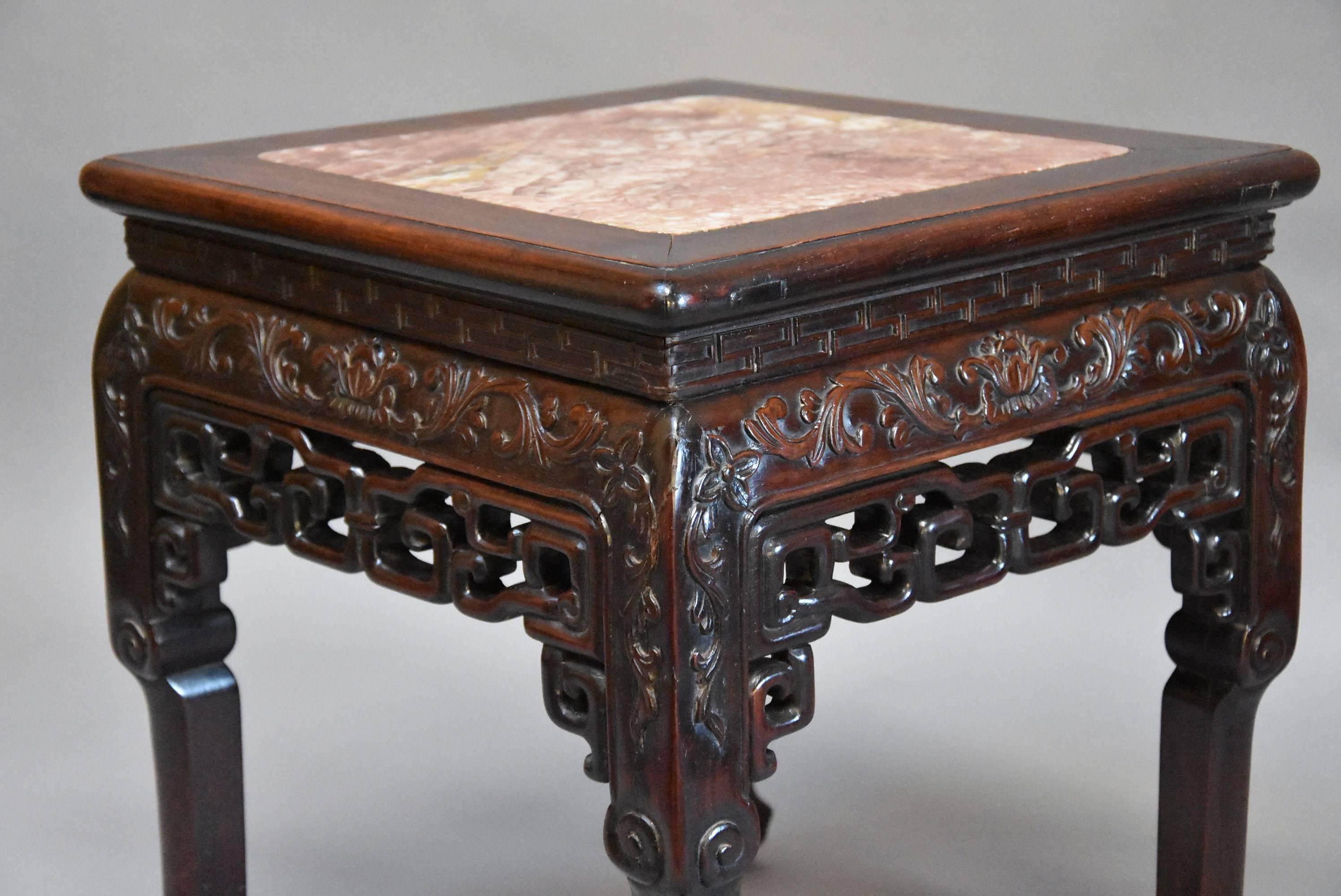 Late 19th Century Matched Pair of Square Chinese Pot Stands at 1stDibs