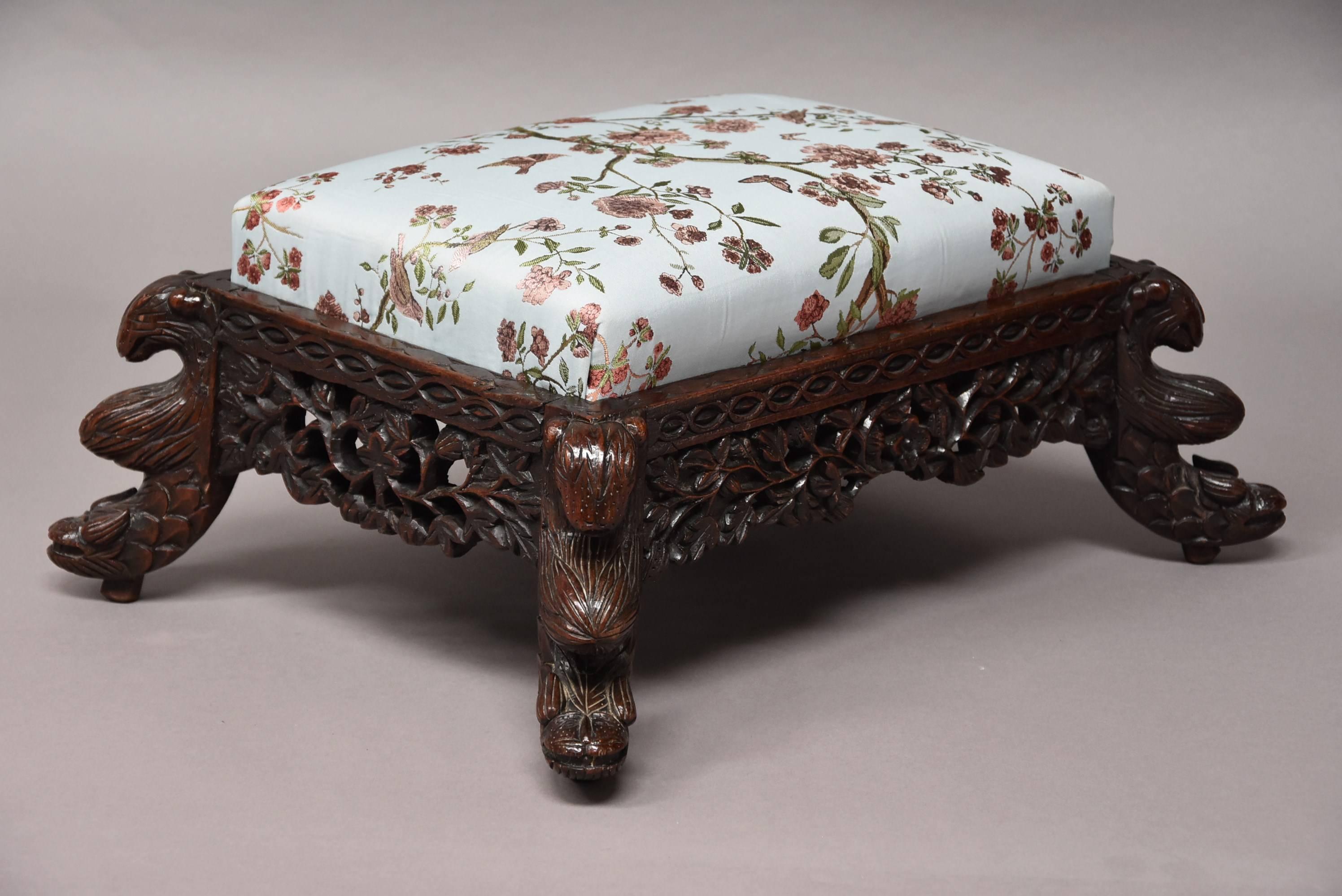 19th Century Hardwood Anglo-Indian Footstool For Sale at 1stDibs ...
