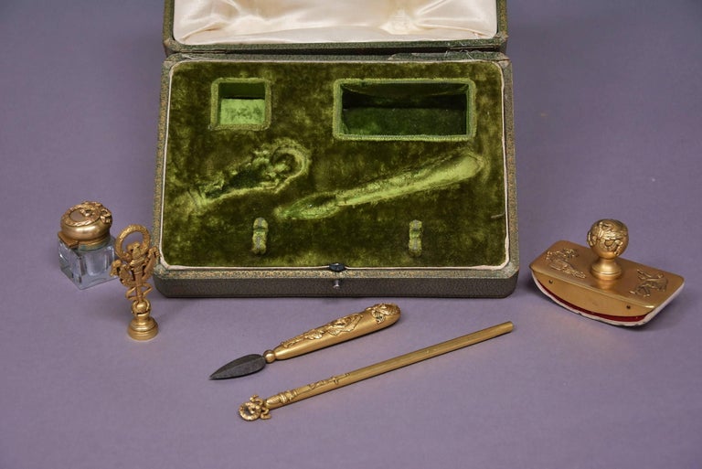 Superb Quality Five-Piece Gilt Metal Writing Set in the Empire Style ...