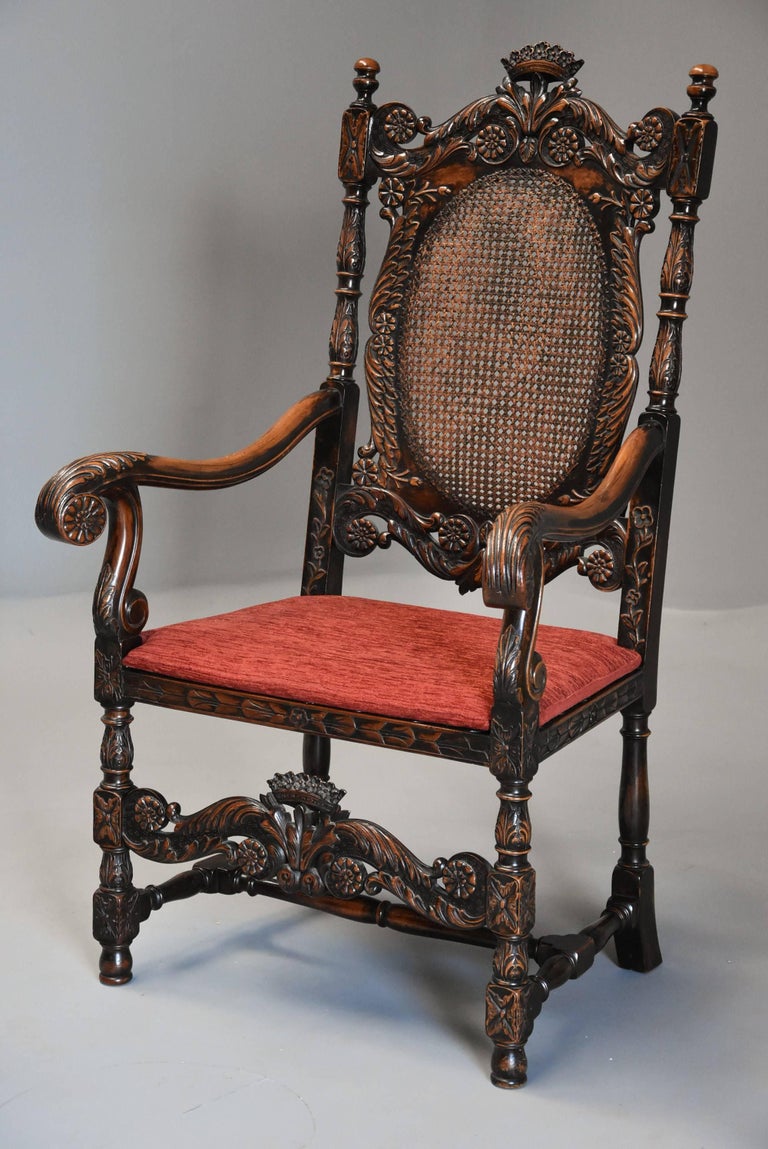 Superb Pair of Early 20th Century Charles II or Carolean Style Walnut ...