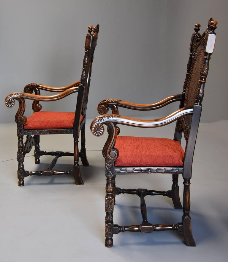Superb Pair of Early 20th Century Charles II or Carolean Style Walnut ...