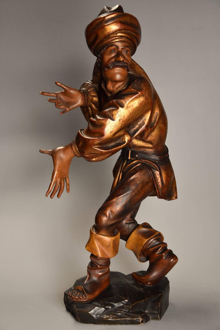 Set of fFour 19thc Giltwood and Polychrome Carved Figures of Medieval ...