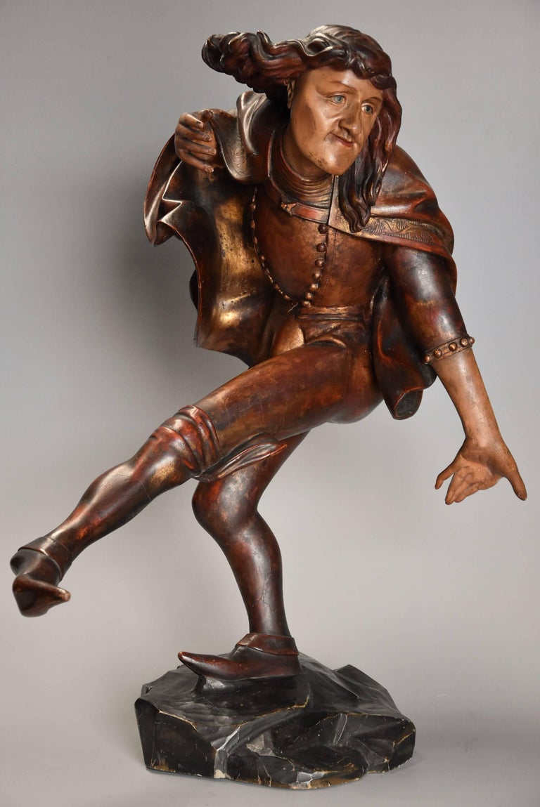 Set of fFour 19thc Giltwood and Polychrome Carved Figures of Medieval ...