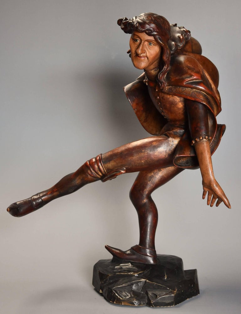 Set of fFour 19thc Giltwood and Polychrome Carved Figures of Medieval ...