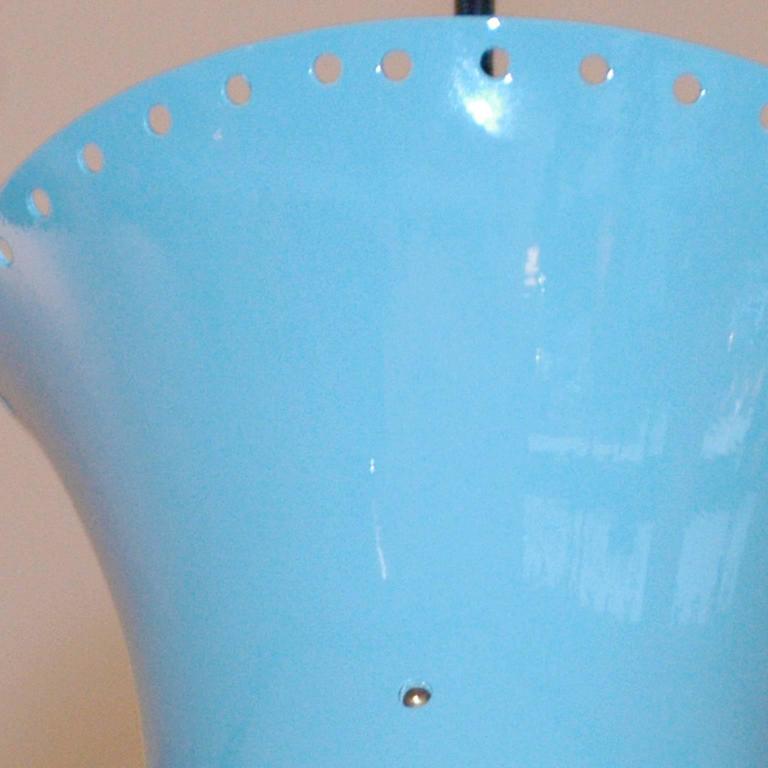 Blue Laquered Metal Austrian Midcentury Diabolo Hanging Lamp by J. T ...