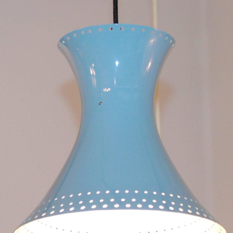 Blue Laquered Metal Austrian Midcentury Diabolo Hanging Lamp by J. T ...