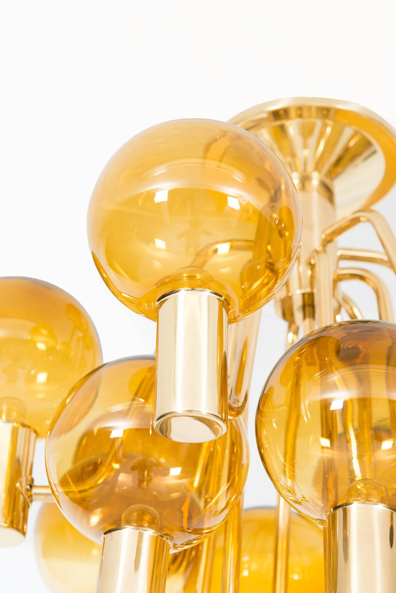 Hans-Agne Jakobsson Ceiling Lamp in Brass and Yellow Glass at 1stDibs