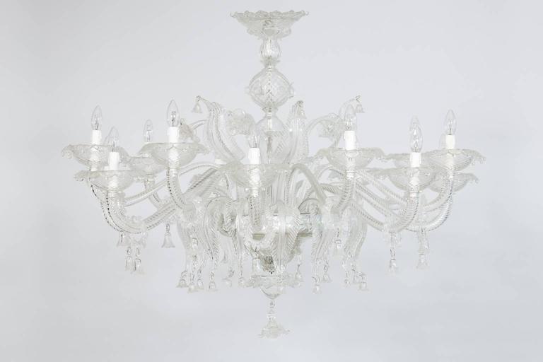 Customizable Italian Venetian Chandelier in Murano Glass Clear Color ...