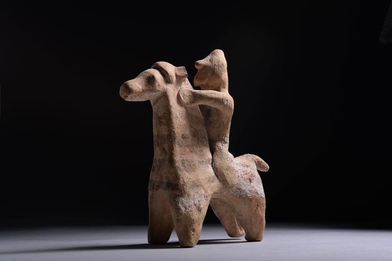 Ancient Greek Cypriot Archaic Horse and Warrior Rider, 700 BC at 1stDibs