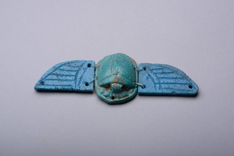 Ancient Egyptian Blue Faience Winged Scarab, 664 BC For Sale at 1stDibs