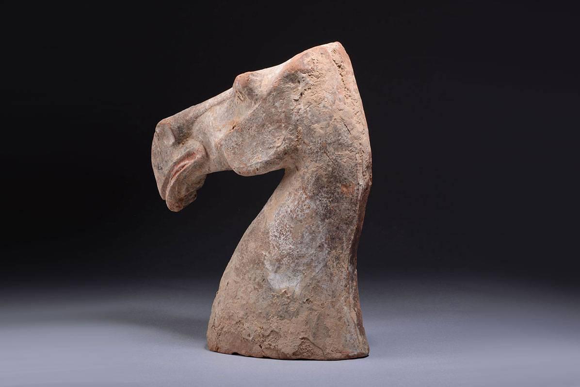Ancient Chinese Han Dynasty Pottery Horse Head Sculpture, 202 BC For ...
