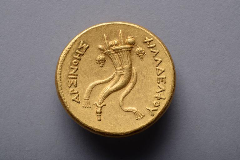 Heavy Gold Octadrachm Medallion Coin of Queen Arsinoe II, 253 BC at 1stDibs