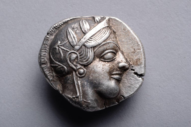 Ancient Greek Silver Owl Tetradrachm from Athens, 454 BC at 1stDibs