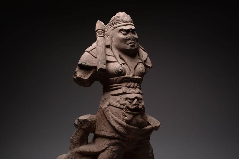 Ancient Chinese Tang Dynasty Red Sandstone Lokapala Figure, 618 AD at ...