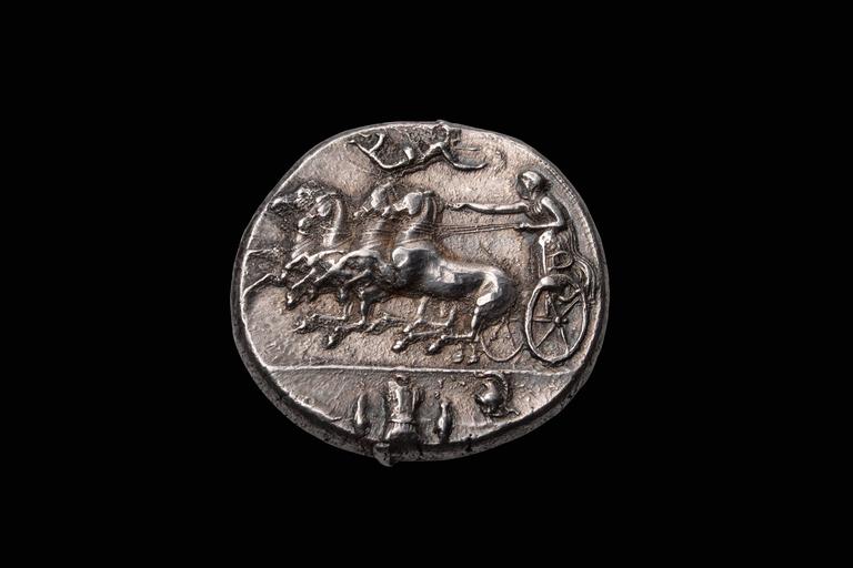 Ancient Greek Silver Decadrachm Coin by Euainetos of Syracuse, 400 BC ...