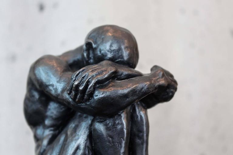 Lynn Falconer "Crouching Man" Bronze Sculpture For Sale at 1stDibs