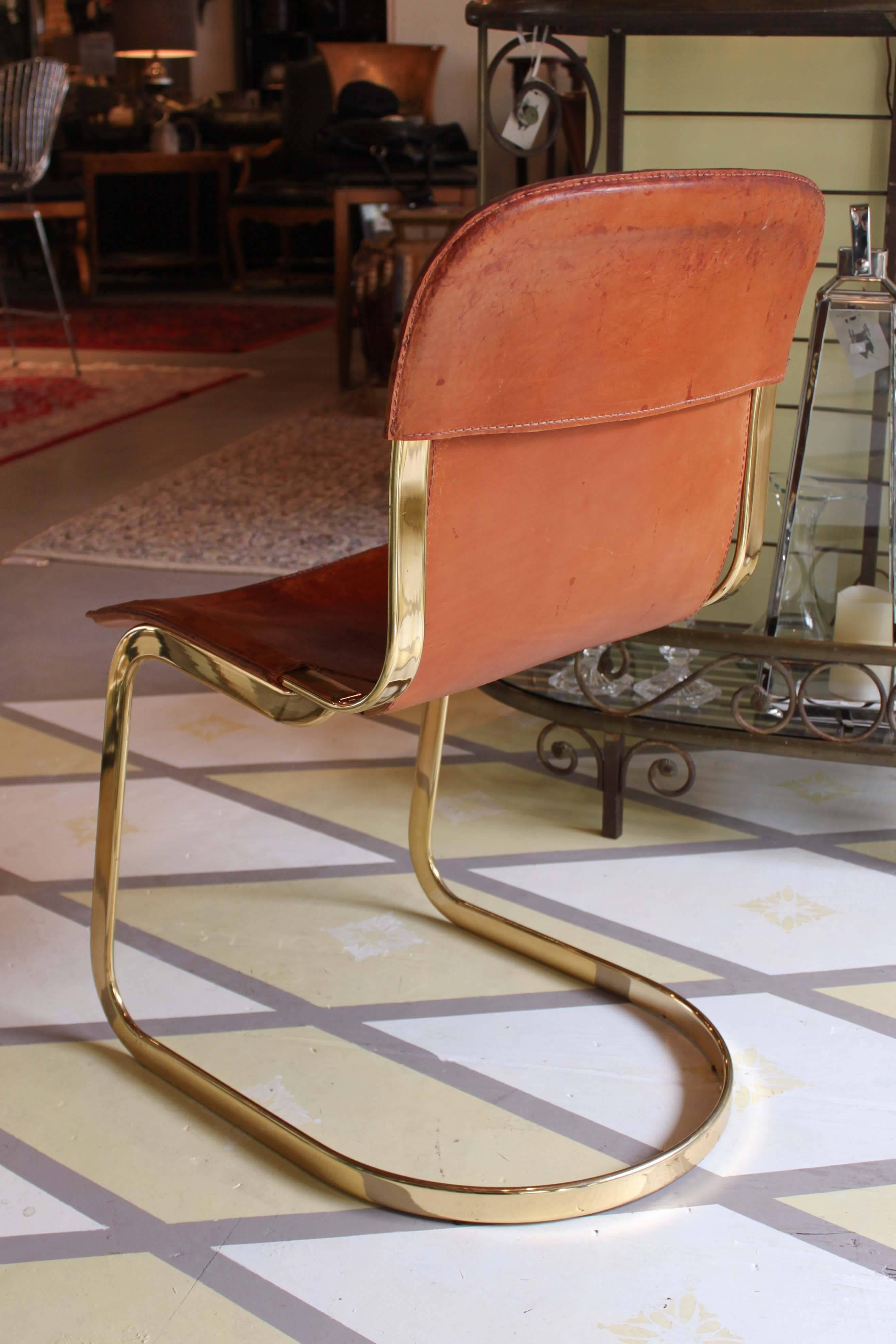 Set of Six Italian Leather Dining Chairs Marked Cidue at 1stDibs ...