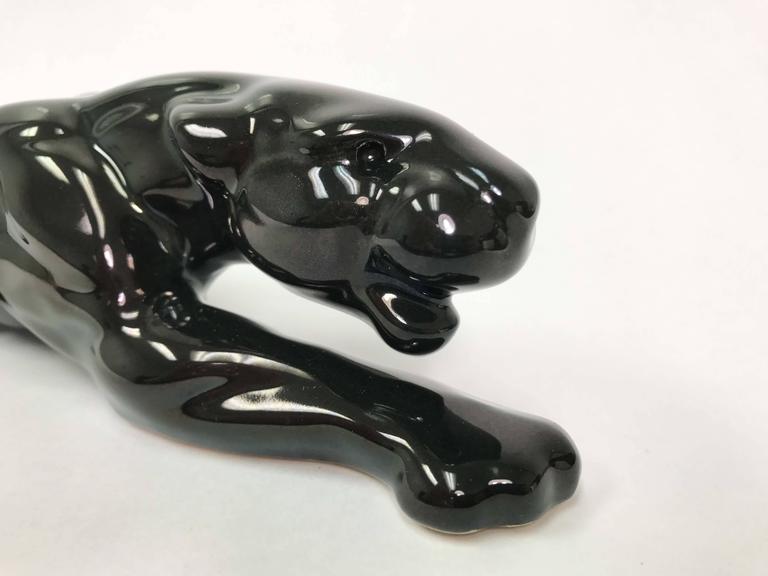 Ceramic Black Panther Sculpture at 1stDibs