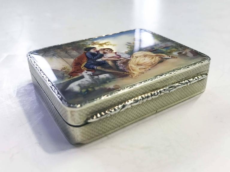 Enamel and Silver Compact For Sale at 1stDibs