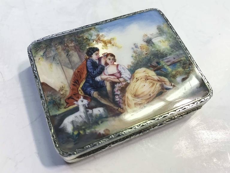 Enamel and Silver Compact For Sale at 1stDibs