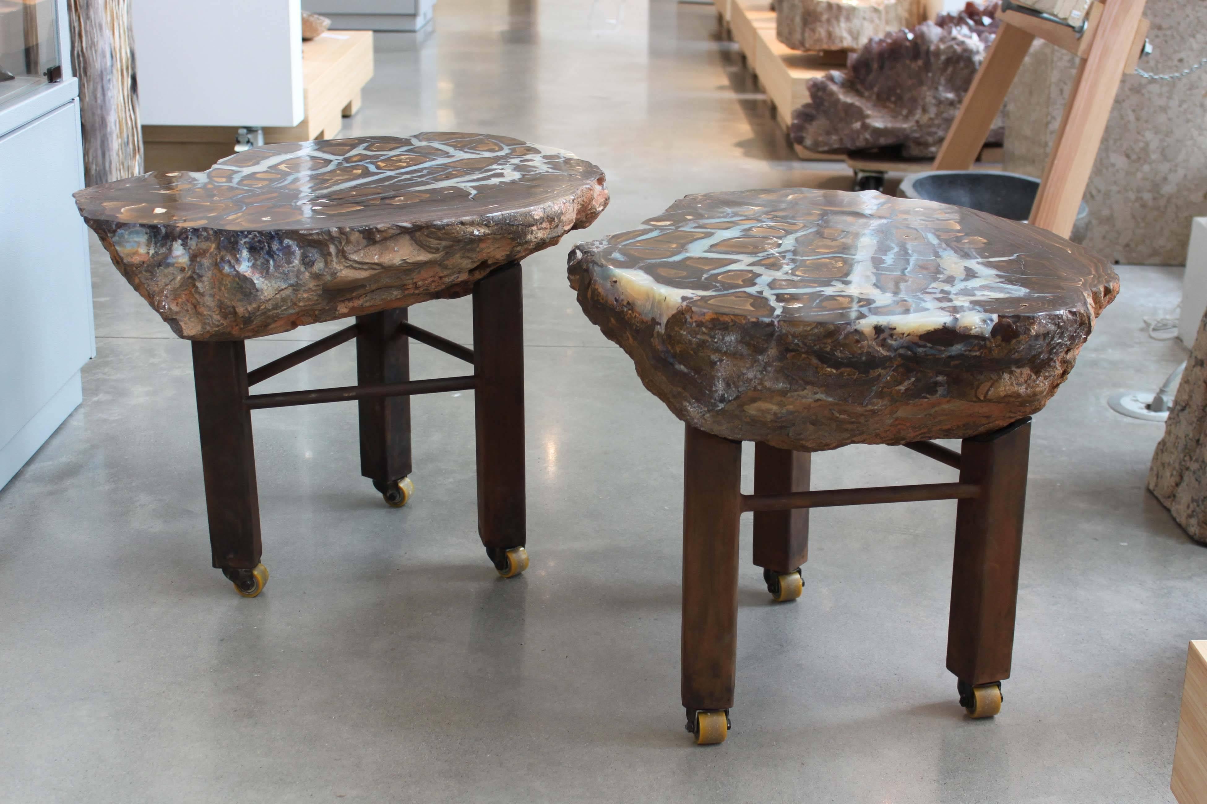 Boulder Opal Side Tables, Pair For Sale at 1stDibs | opal table, opal ...