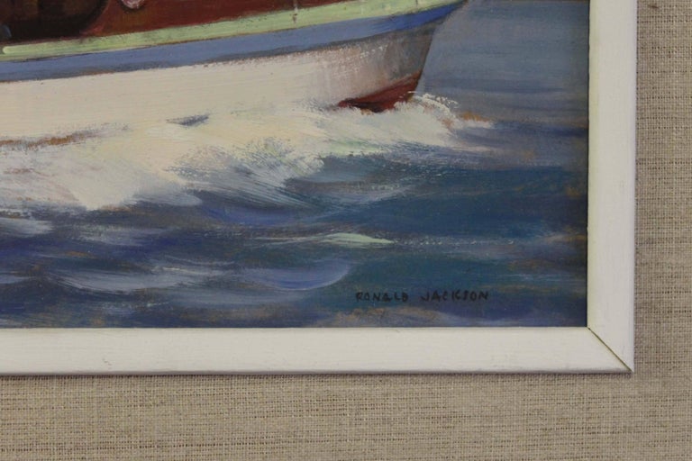 Motor Boat Painting by Ronald Jackson For Sale at 1stdibs