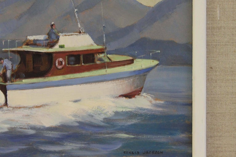 Motor Boat Painting by Ronald Jackson For Sale at 1stdibs