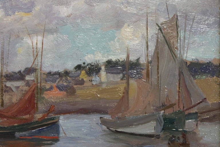 Sailboat Painting by Alfred Victor Fournier For Sale at 1stDibs