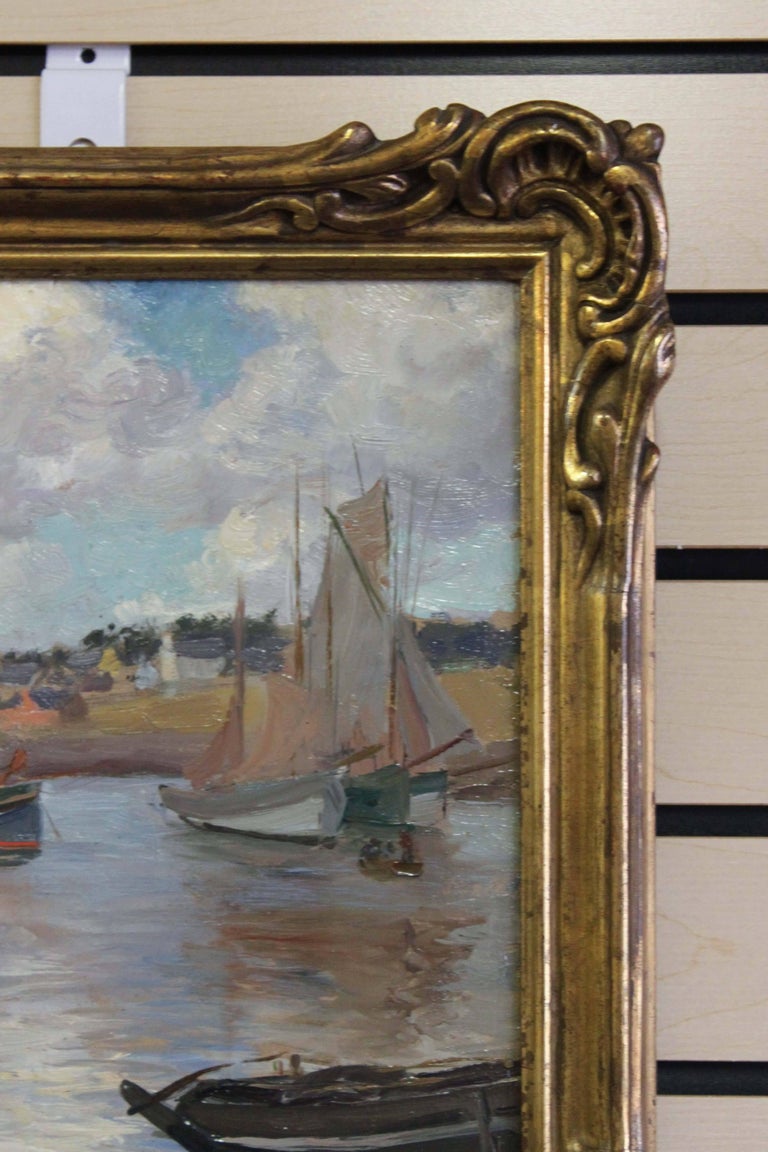 Sailboat Painting by Alfred Victor Fournier For Sale at 1stDibs