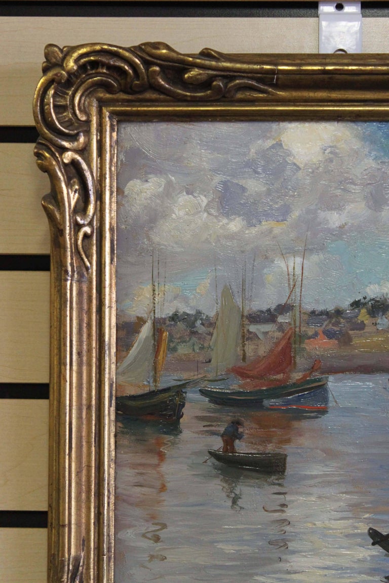 Sailboat Painting by Alfred Victor Fournier For Sale at 1stDibs