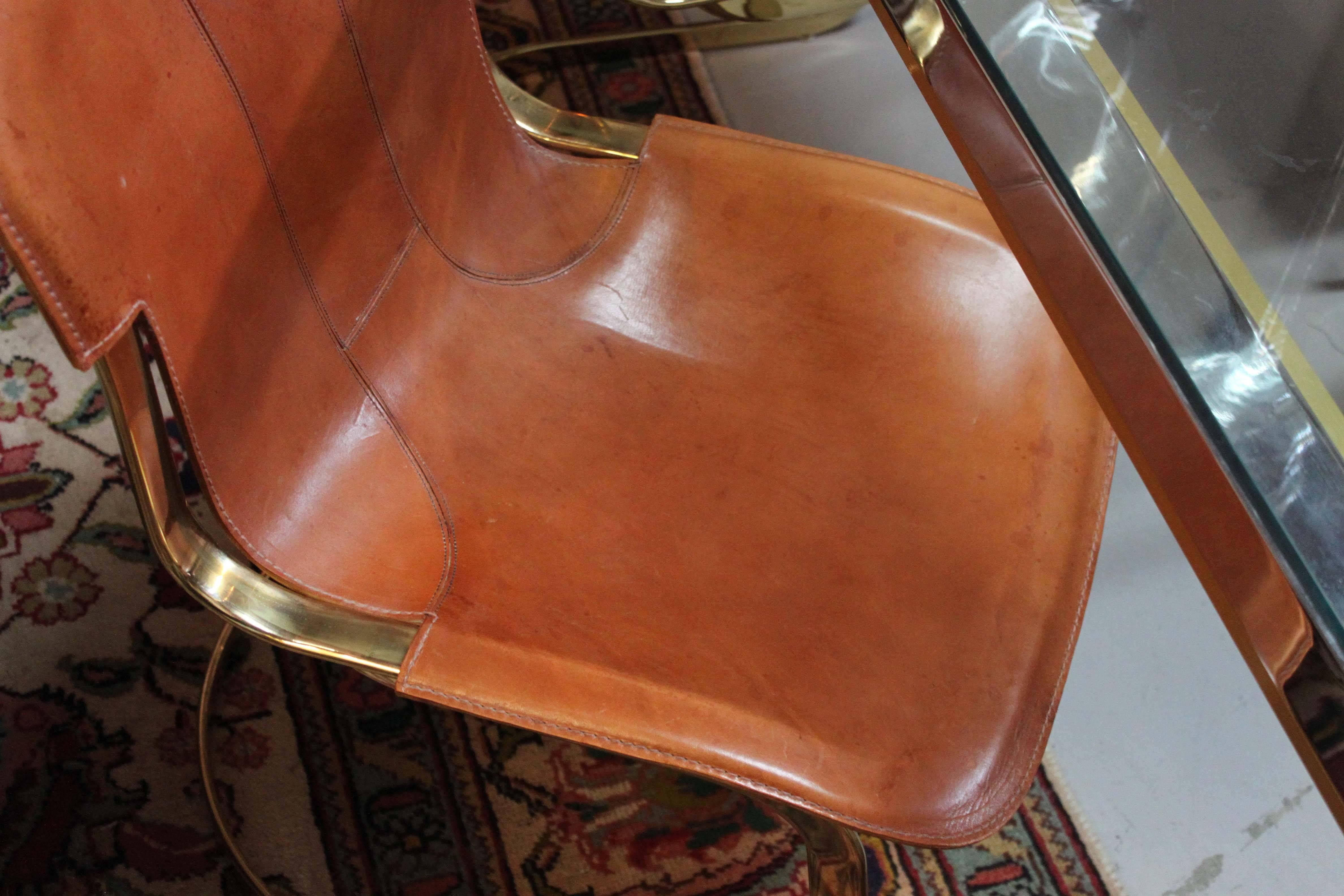 Set of Six Italian Leather Dining Chairs Marked Cidue at 1stDibs ...