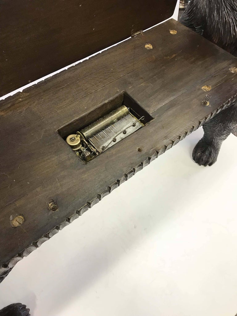 Black Forest Carved Bear Musical Bench For Sale at 1stDibs | musical ...