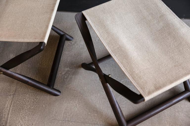 Pair of Propeller Stools in Fumed Ash with Linen Seats by Kaare Klint ...
