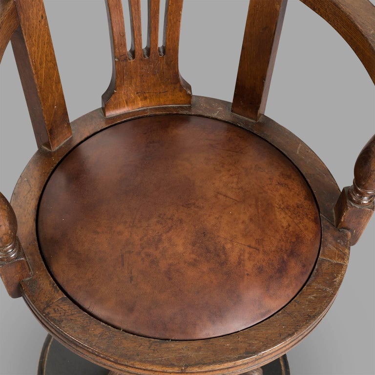 Three 19th Century Oak Swivel Ocean Liner Chairs For Sale at 1stDibs