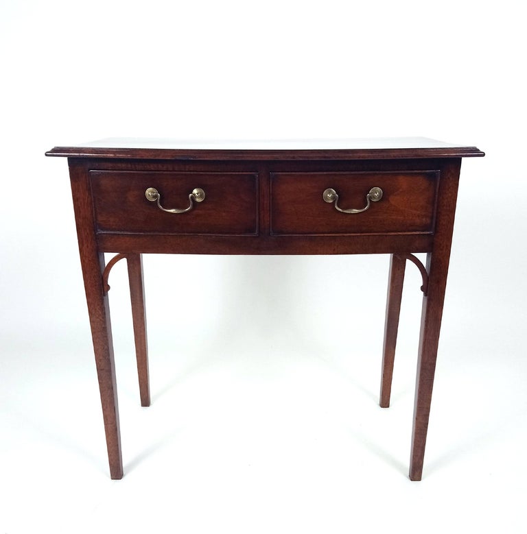 18th Century Mahogany Two-Drawer Side Table with Pierced Wing Brackets ...