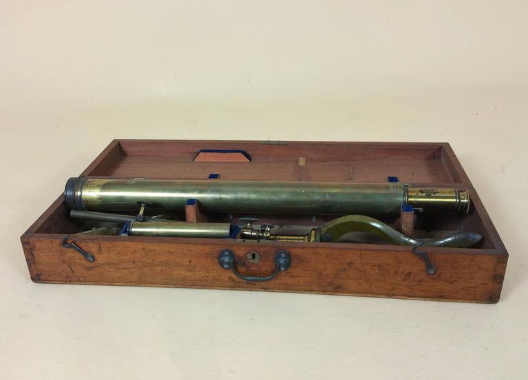 Victorian Brass Extending Telescope with Tripod and Fitted Box at 1stDibs