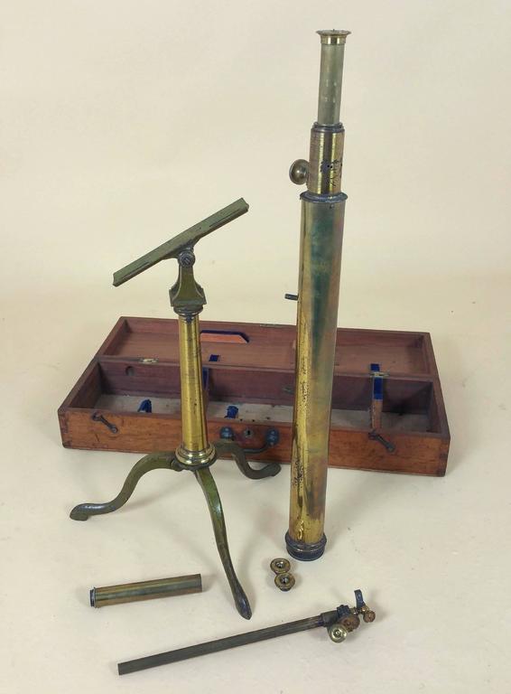 Victorian Brass Extending Telescope with Tripod and Fitted Box at 1stDibs