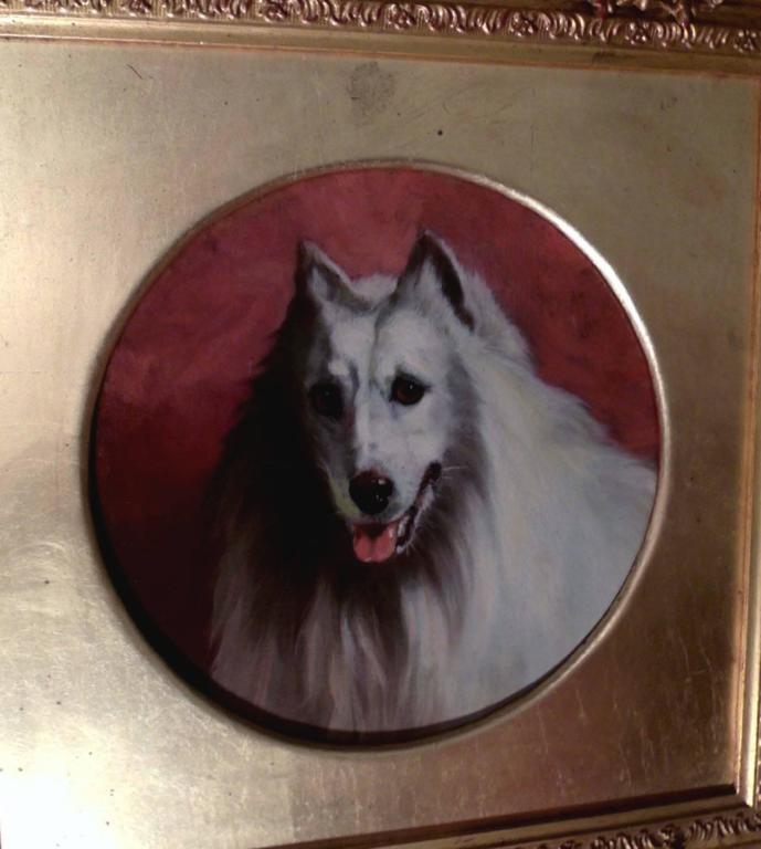 Pair of Oil on Canvas Dog Portraits by George Earl For Sale at 1stDibs