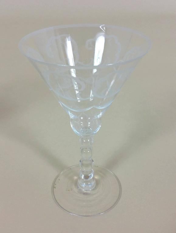 Suite Of Orrefors Art Deco Drinking Glasses Engraved With Clouds At 1stdibs