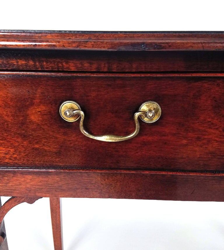 18th Century Mahogany Two-Drawer Side Table with Pierced Wing Brackets ...