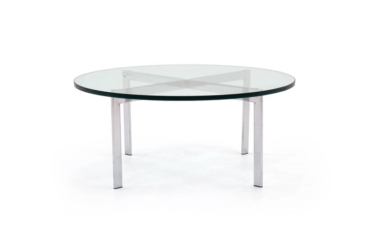 Milo Baughman for Thayer Coggin, Round Chrome and Glass Coffee Table at ...