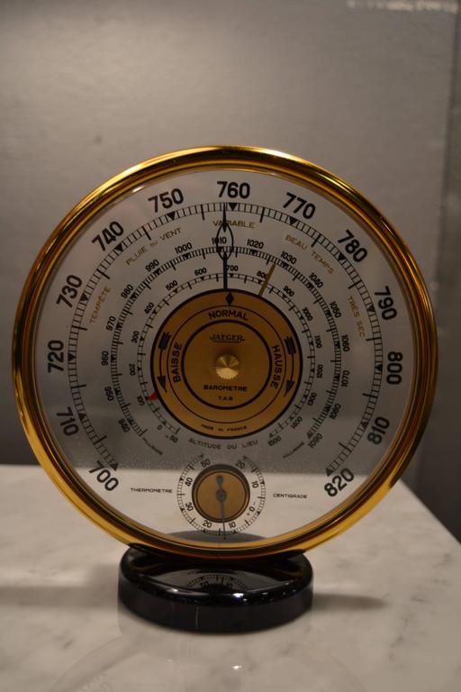 1940s Jaeger Desk Top Barometer and Thermometer For Sale at 1stDibs